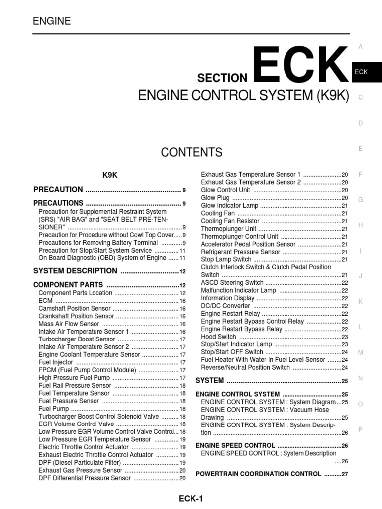 Engine Control System (K9K) : Section | PDF | Turbocharger | Throttle