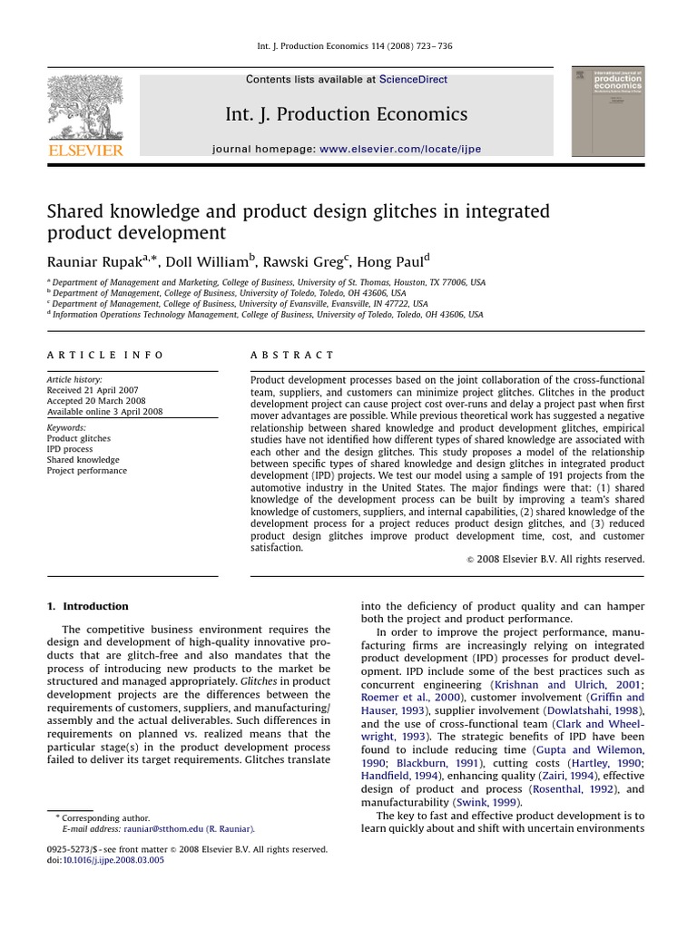 Shared Knowledge and Product Design Glitches in Integrated Product ...