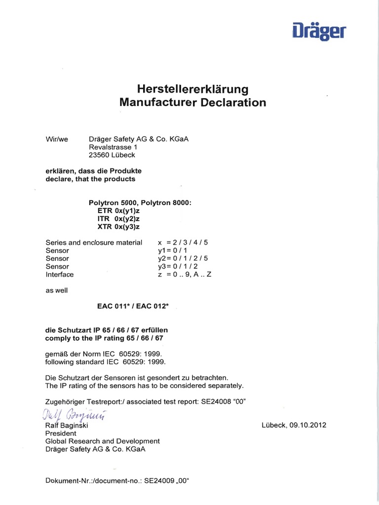 Manufacturer Declaration | PDF