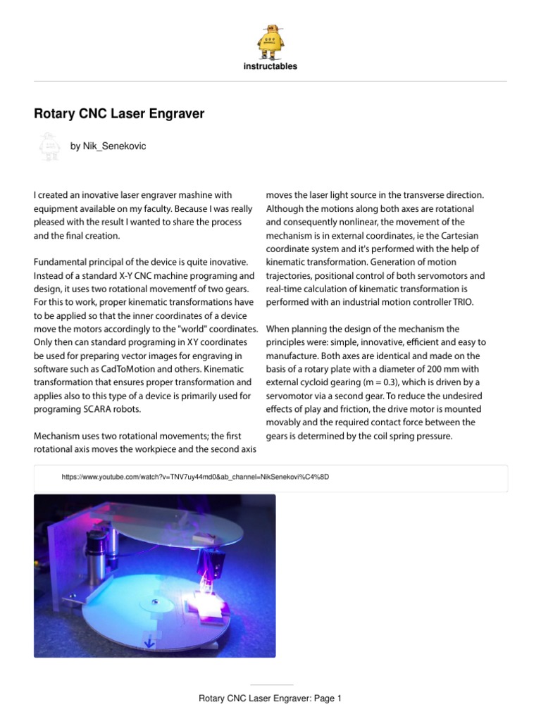Rotary CNC Laser Engraver: Instructables | PDF | Electric Motor | Machines