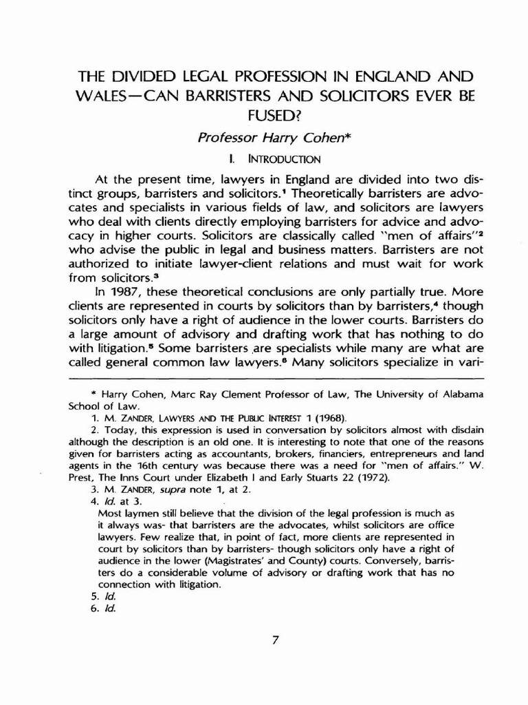 The Divided Legal Profession in England and Wales-Can Barristers and ...