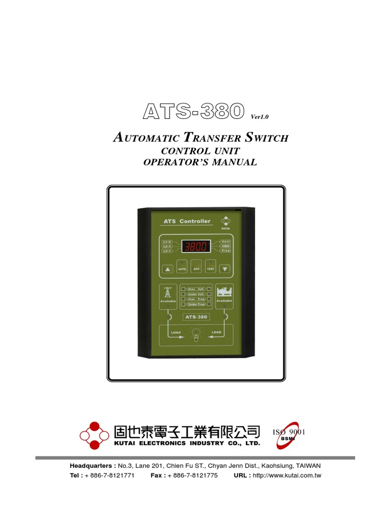 Ats 380 Manual en | PDF | Switch | Relay