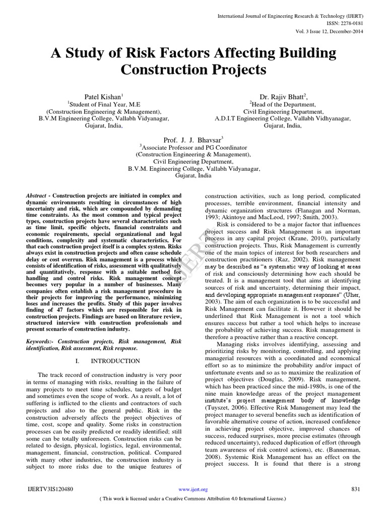 A Study of Risk Factors Affecting Building Construction Projects ...