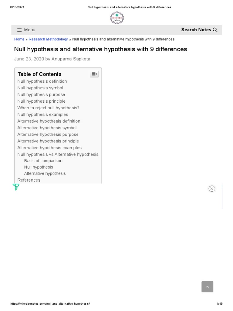 Null Hypothesis and Alternative Hypothesis With 9 Differences | PDF ...