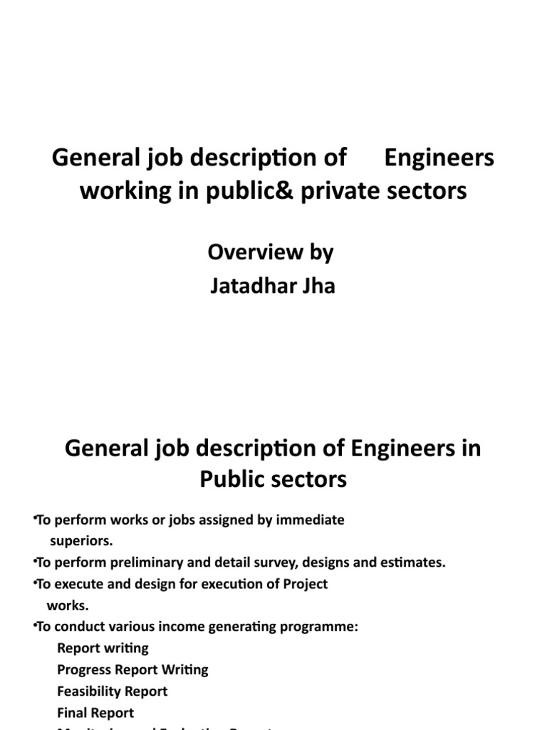 General Job Description of Engineers Working in Public | PDF