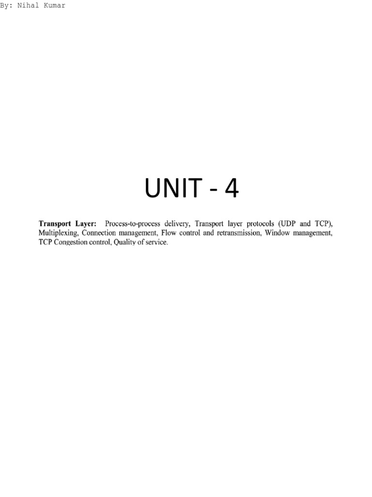 Computer Network Unit 4 Pdf Transmission Control Protocol Port Computer Networking 