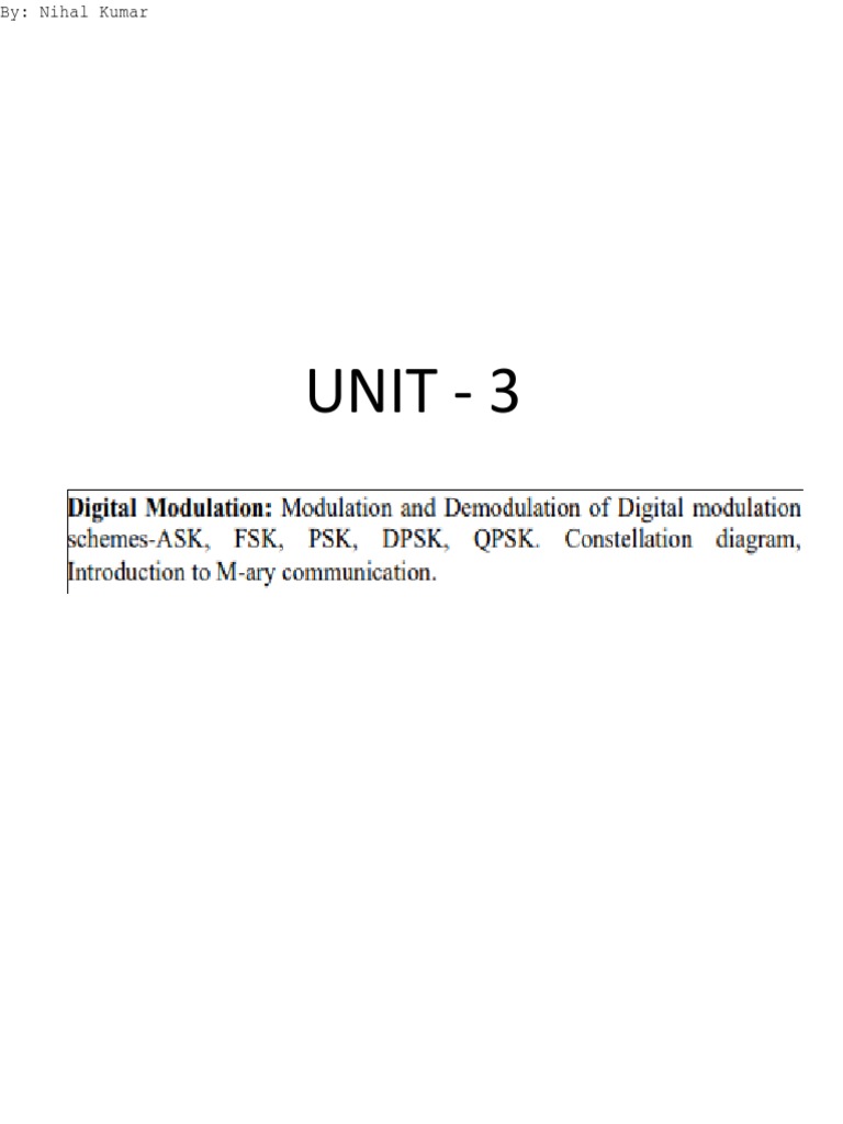 Digital Communication UNIT 3 | PDF | Modulation | Telecommunications ...