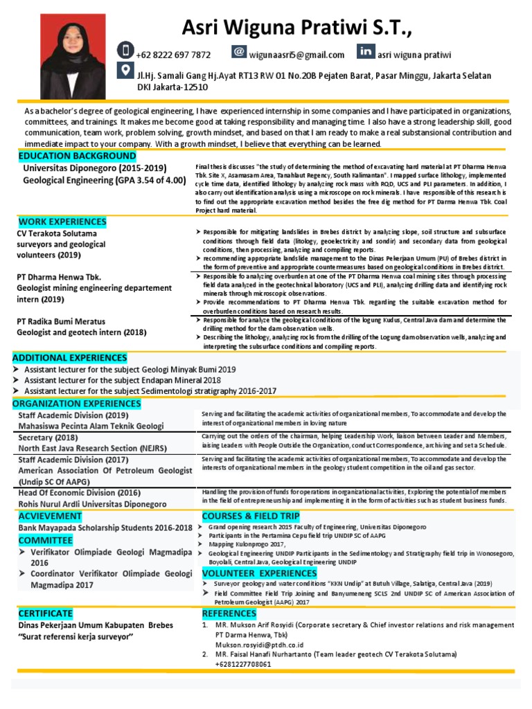 Asri Wiguna Pratiwi CV | PDF | Geology | Nature