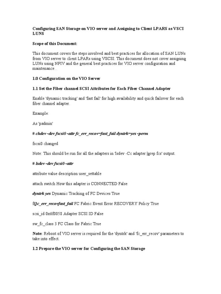How To Configure VIO LUNs From SAN To Client LPARs | PDF | Server ...