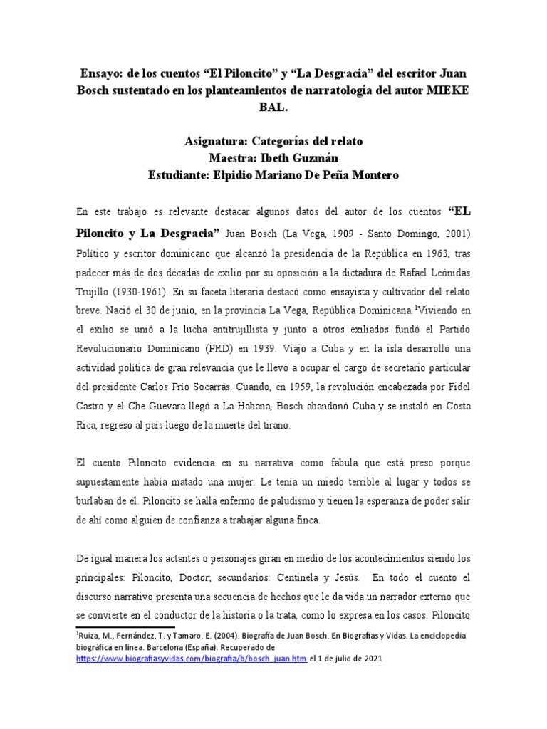 Ensayo de Los Cuentos El Piloncito y La Desgracia | PDF | Novela negra ...