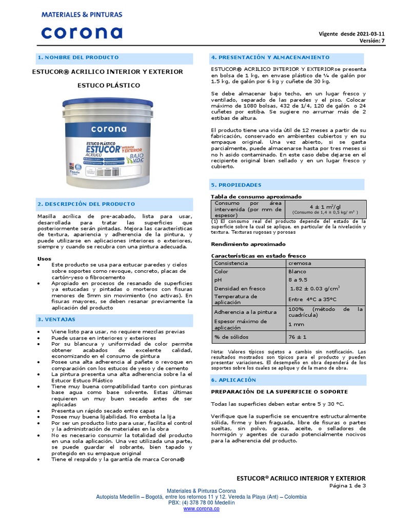 FT Estucor Estuco Plastico | PDF | Pintar | Agua