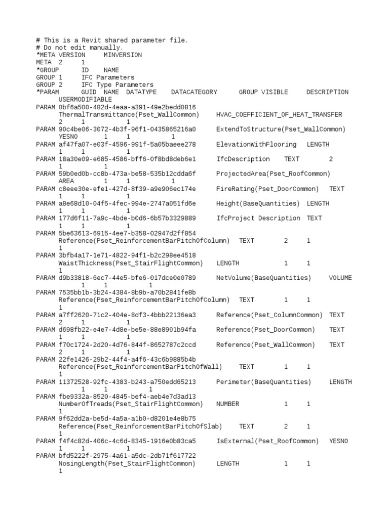 LIAD - Bat A - B.ifc - Sharedparameters | PDF | Computer Programming | Software