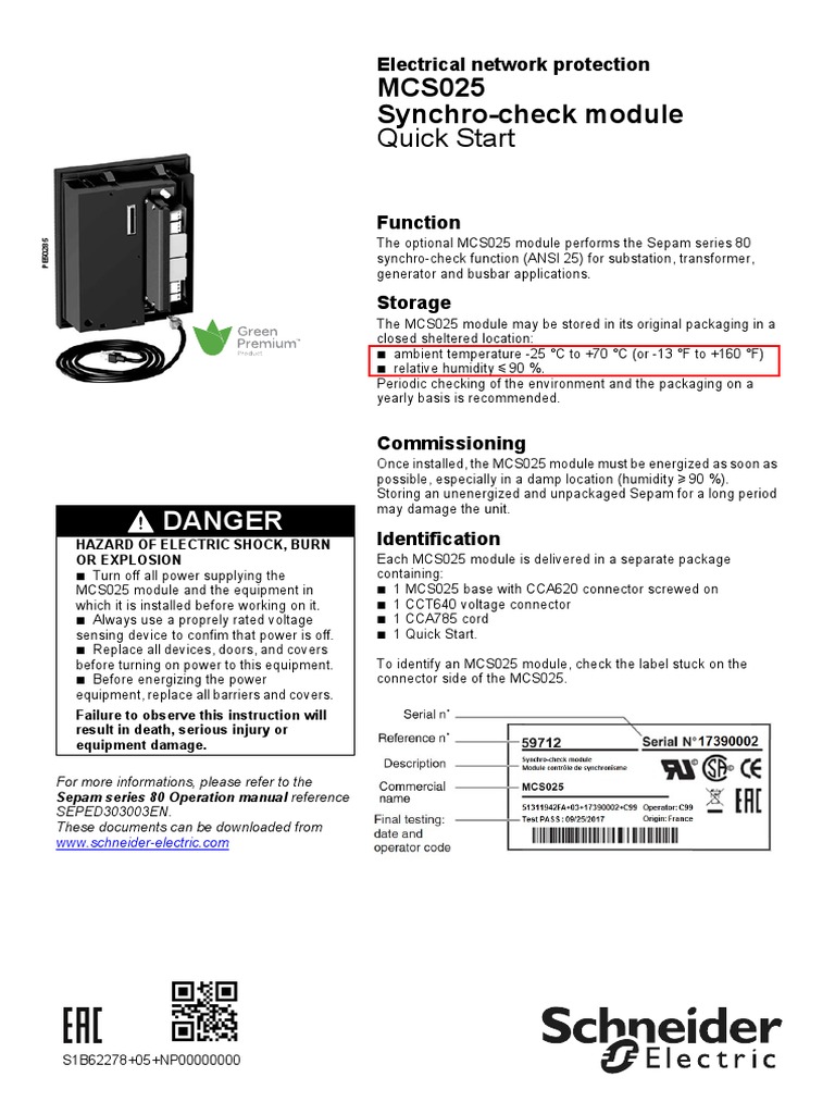 MCS025 Synchro-Check Module Guide | PDF | Electrical Connector | Power ...