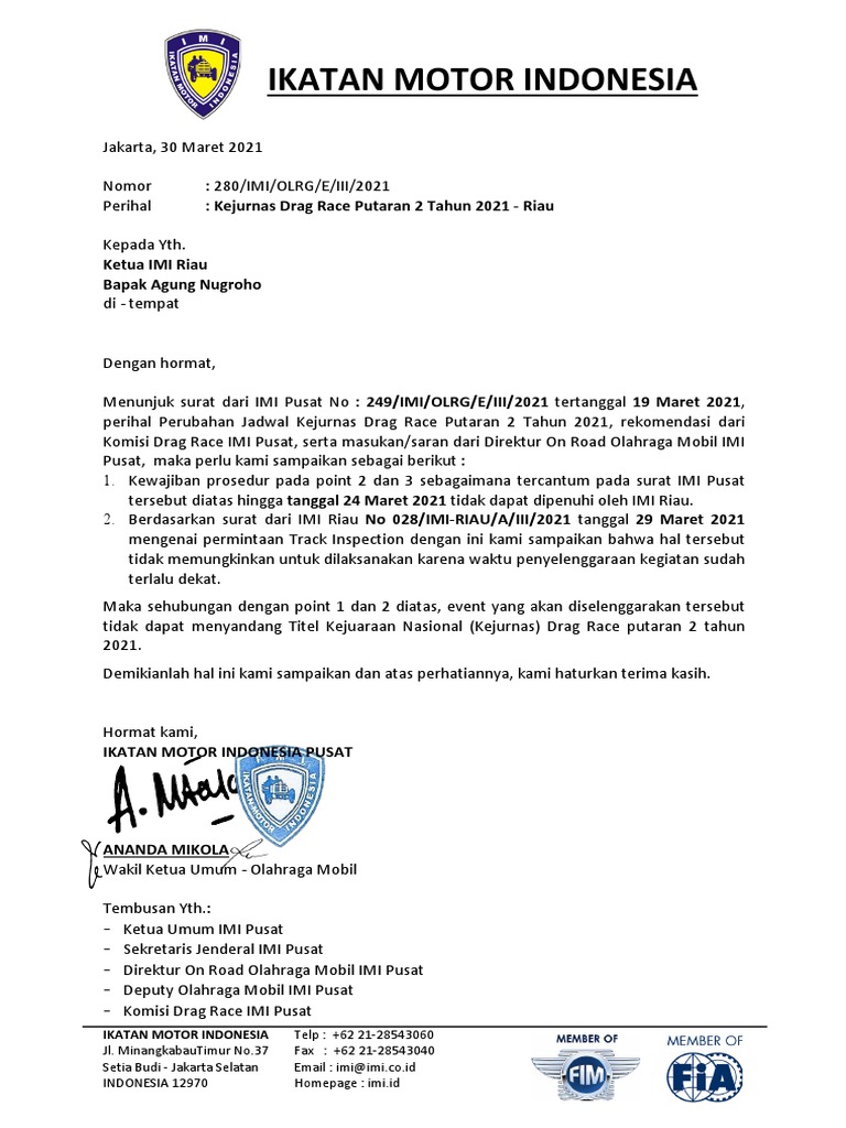 IMI RIAU - Kejurnas Drag Race Put 2 TH 2021 Riau | PDF