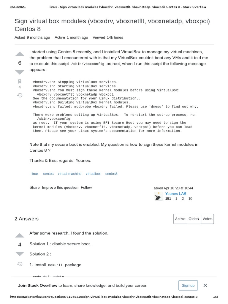Sign VirtualBox Modules on CentOS 8 | PDF