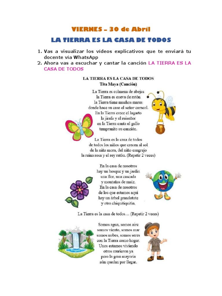 Actividad Día de La Tierra | PDF | Artes del Lenguaje y Comunicación