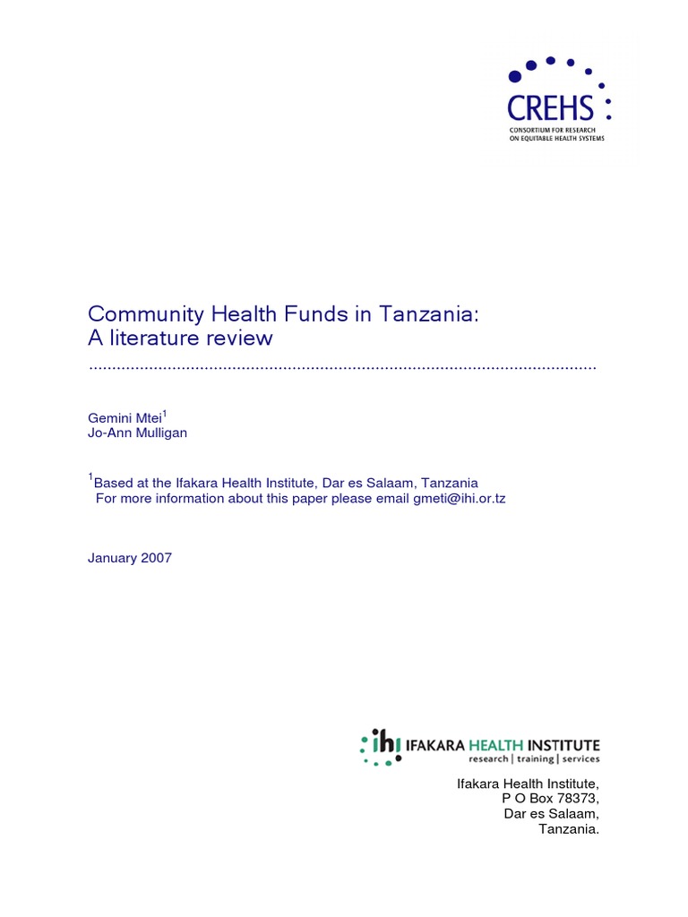 Community Health Funds in Tanzania | PDF | Universal Health Care | Poverty