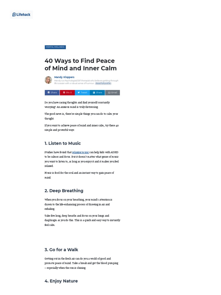 Peace of Mind | PDF