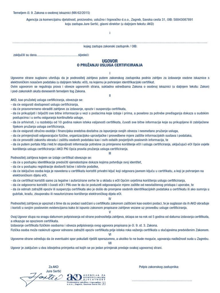 Ugovor o Pruzanju Usluga Certificiranja ML | PDF