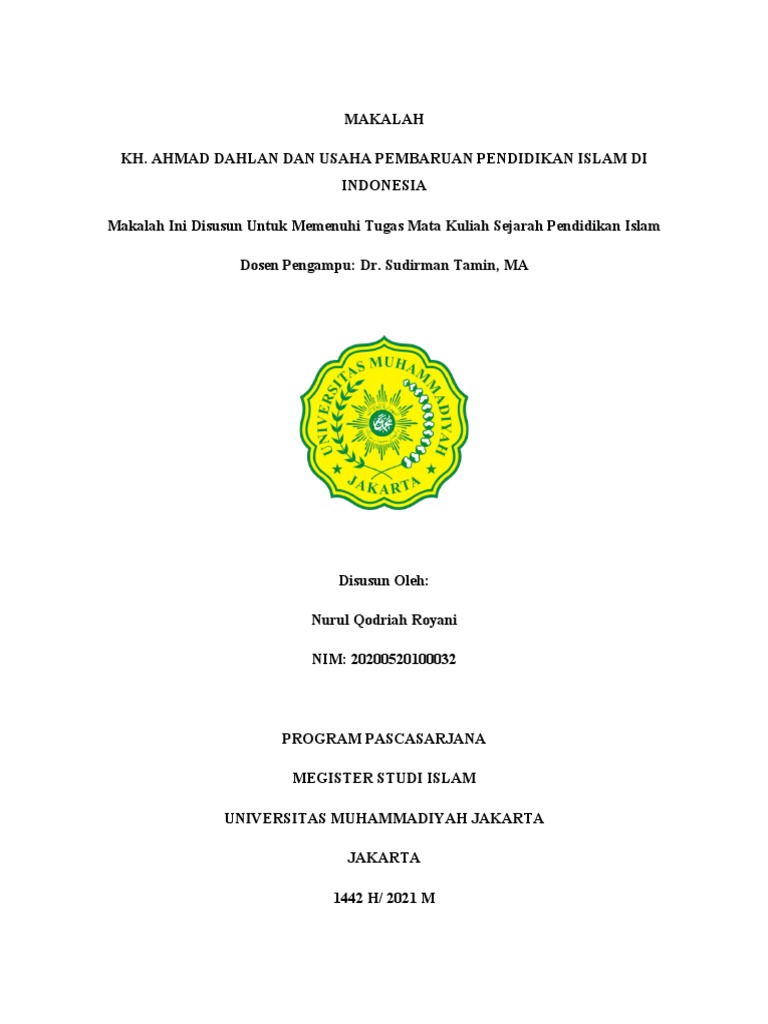 Pembaruan Pendidikan Islam KH Ahmad Dahlan | PDF