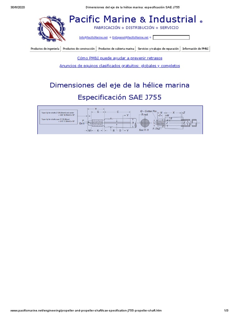 Dimensiones Del Eje de La Hélice Marina - Especificación SAE J755 | PDF | Science | Ingeniería