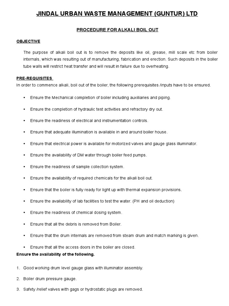 Procedure for Effective Alkali Boil Out of Boiler Internals to Remove ...