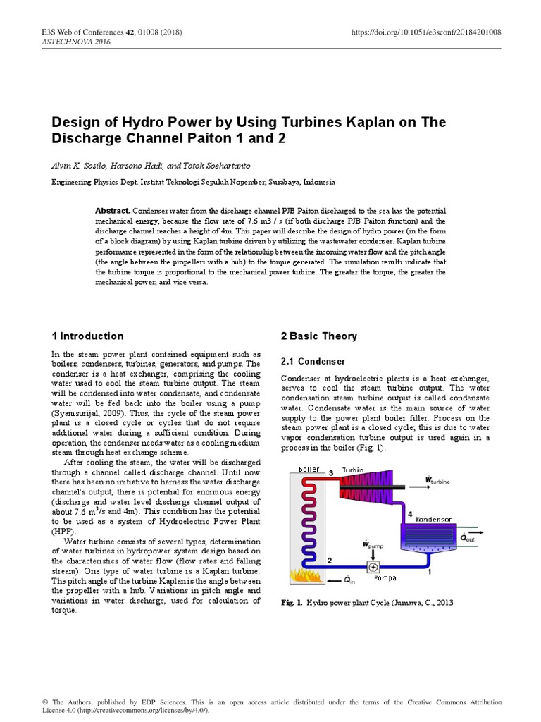 Design of Hydro Power by Using Turbines Kaplan On | PDF | Heat ...