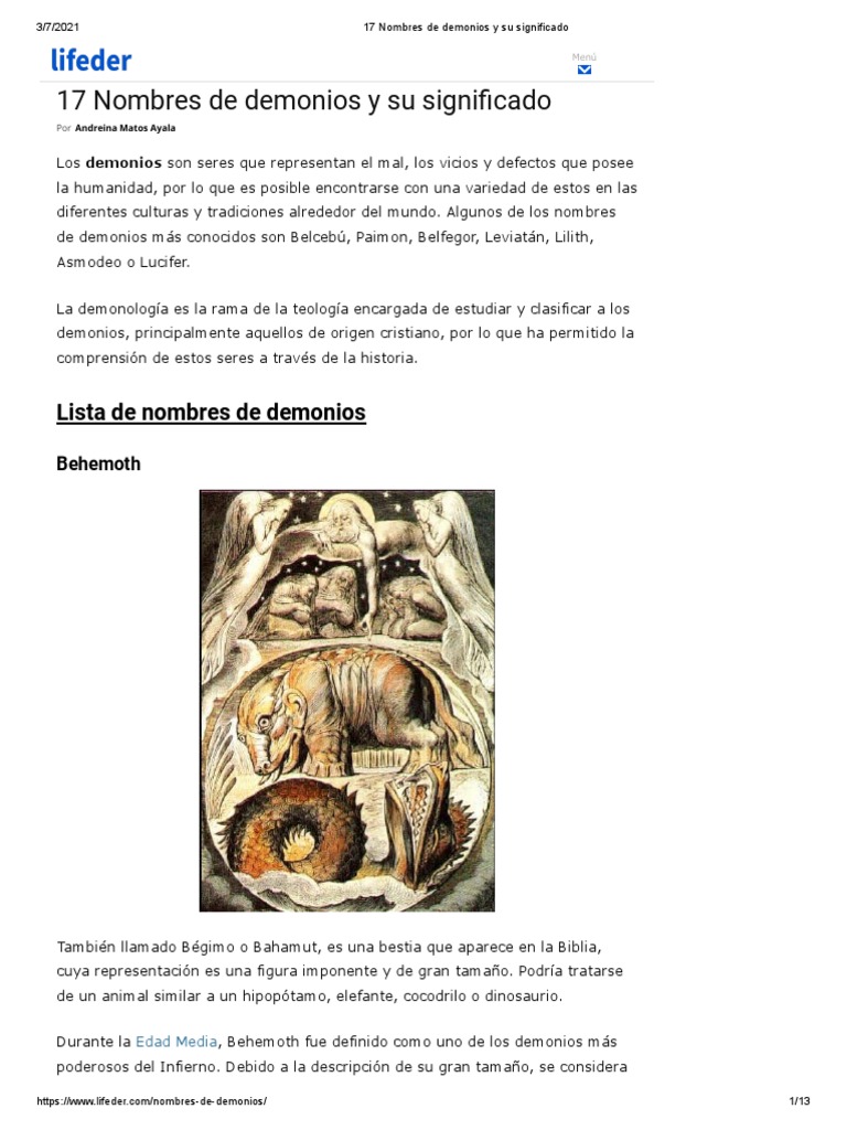 17 Nombres de Demonios y Su Significado | PDF | Demonios | Satán