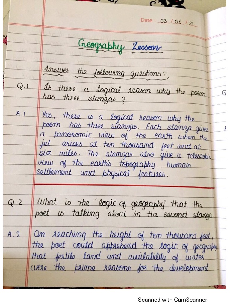 "Geography Lesson" Notes | PDF