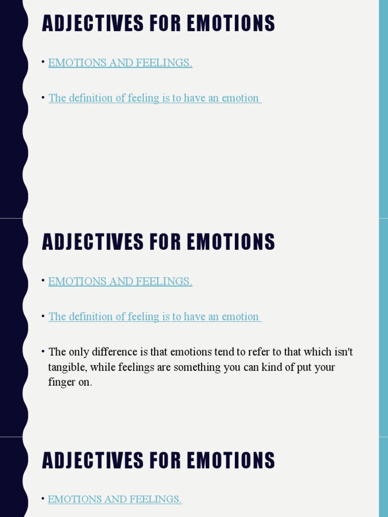 Adjetives For Emotions | PDF | Emotions | Metaphysics Of Mind
