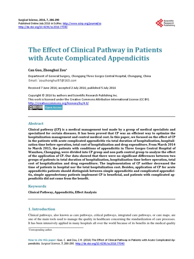 The Effect of Clinical Pathway in Patients With Acute Complicated ...