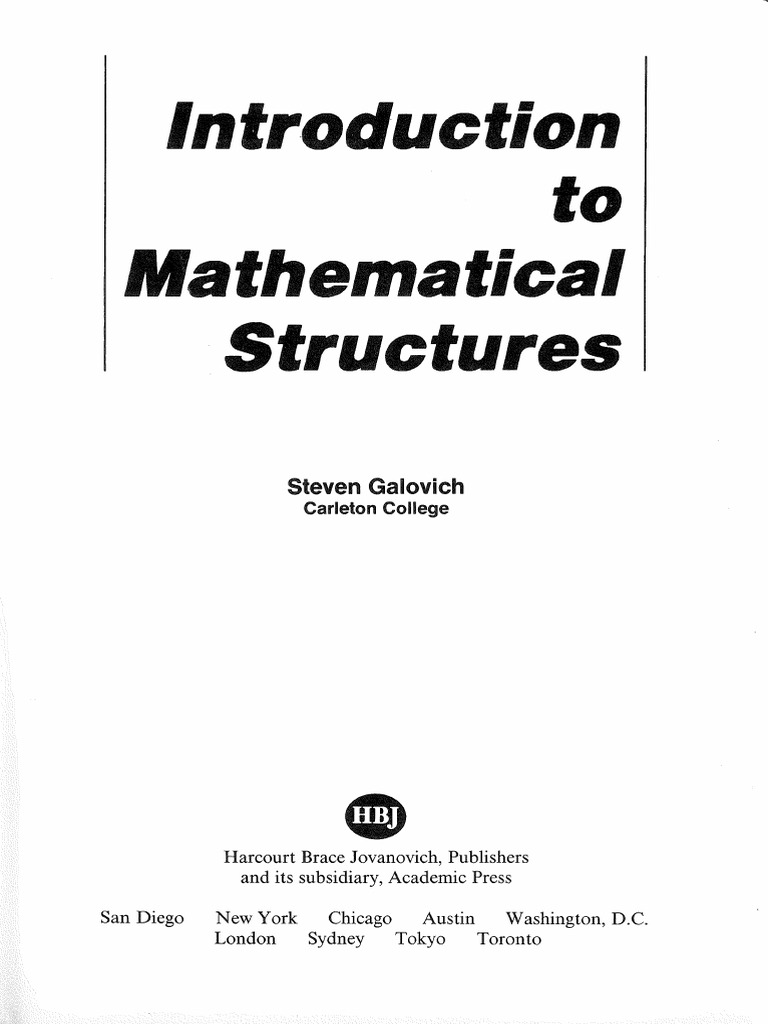 Steven Galovich - Introduction To Mathematical Structures-Harcourt ...