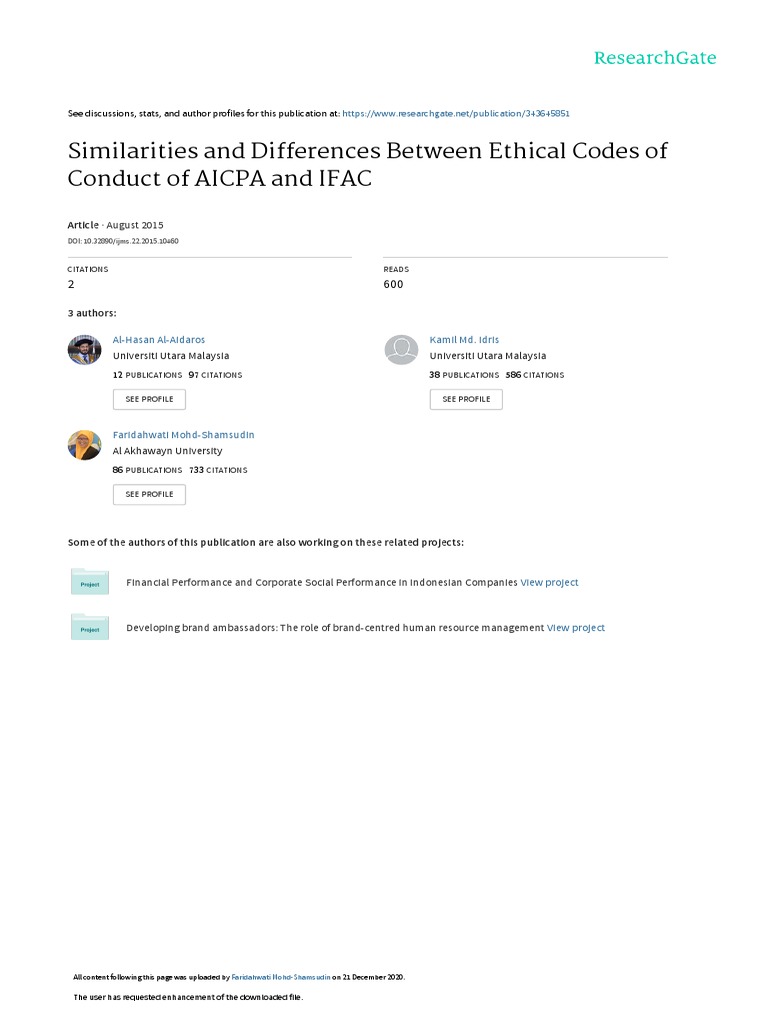 AICPA vs IFAC Ethical Codes Comparison | PDF | Accounting | Audit