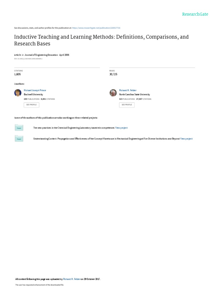 Inductive Teaching and Learning Methods Definition | PDF | Inquiry ...