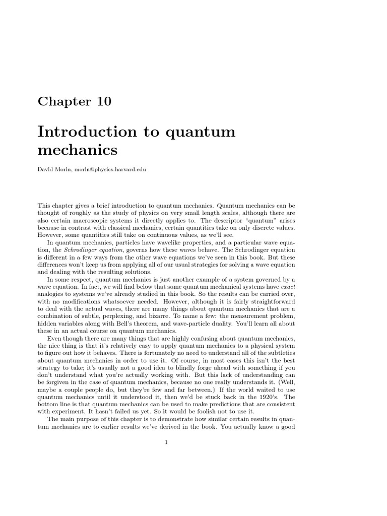 Introduction To Quantum Mechanics: David Morin, Morin@physics - Harvard ...