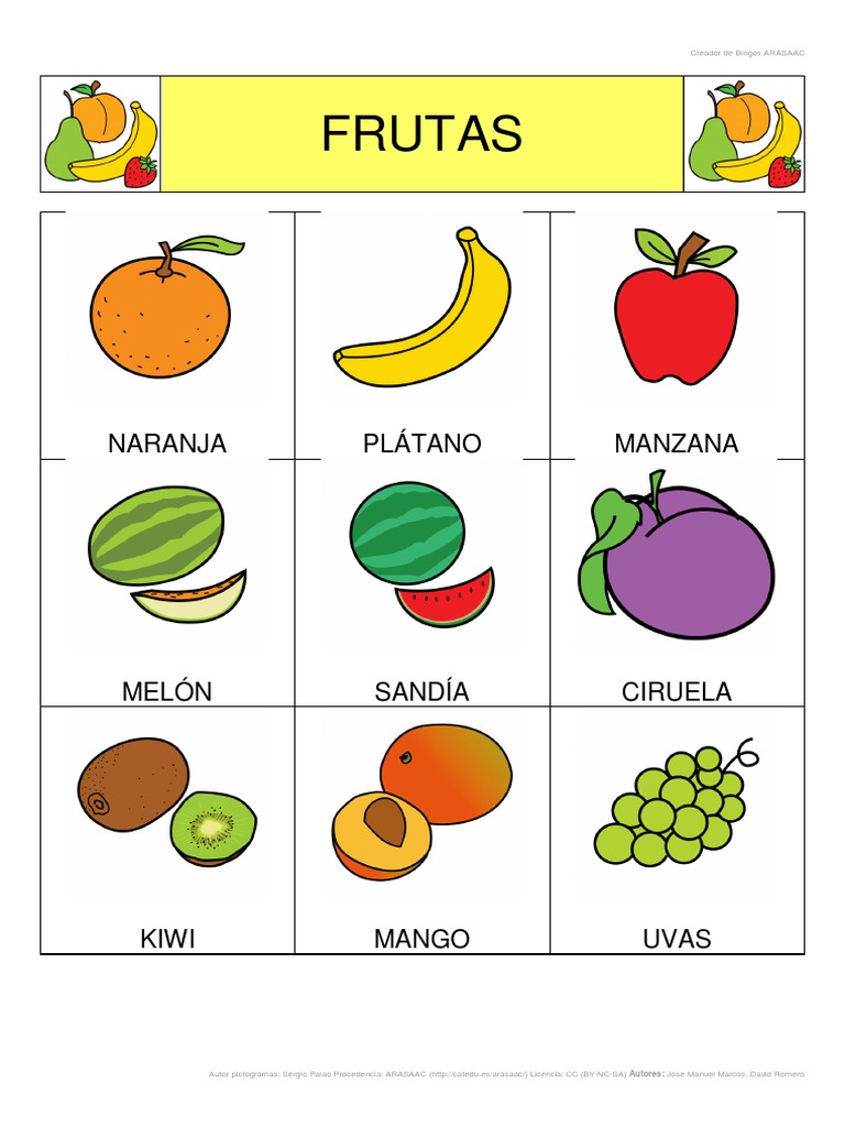 Bingo Frutas 3x3 Cartones 3 | PDF