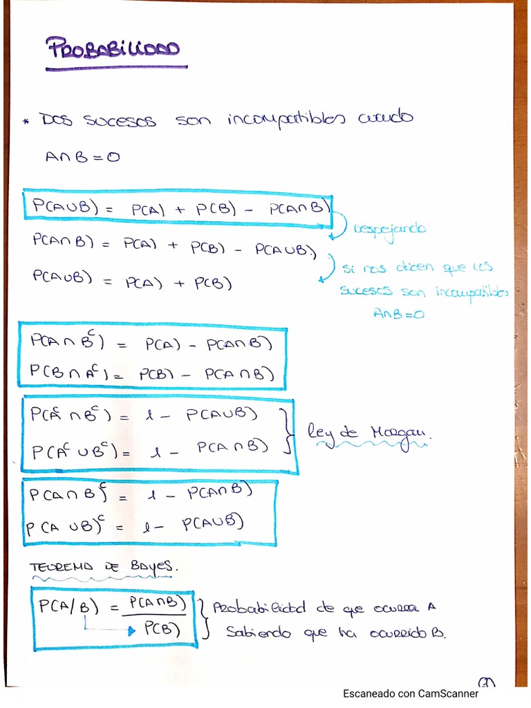 Fórmulas Probabilidad | PDF