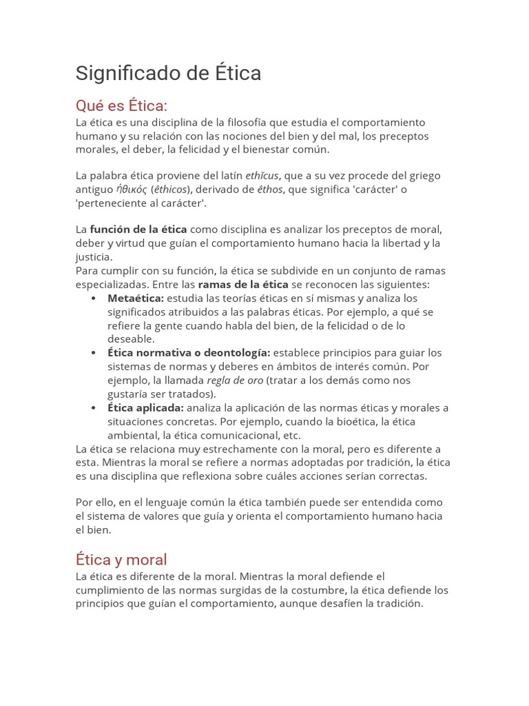 Significado de Ética | Descargar gratis PDF | Ética profesional | Moralidad