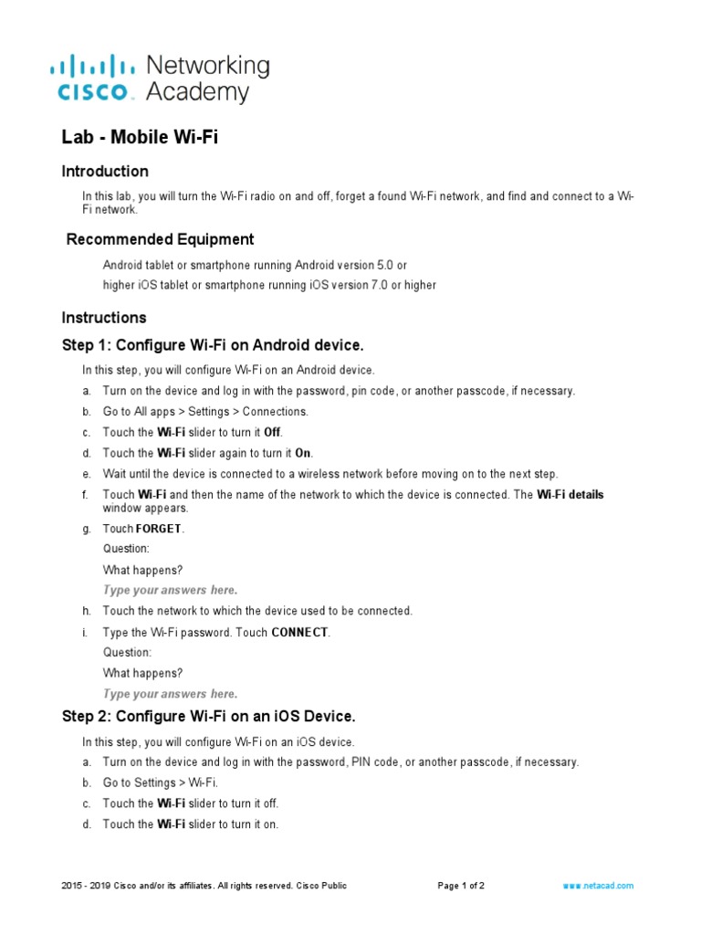 7.5.1.2 Lab - Mobile Wi-Fi | PDF