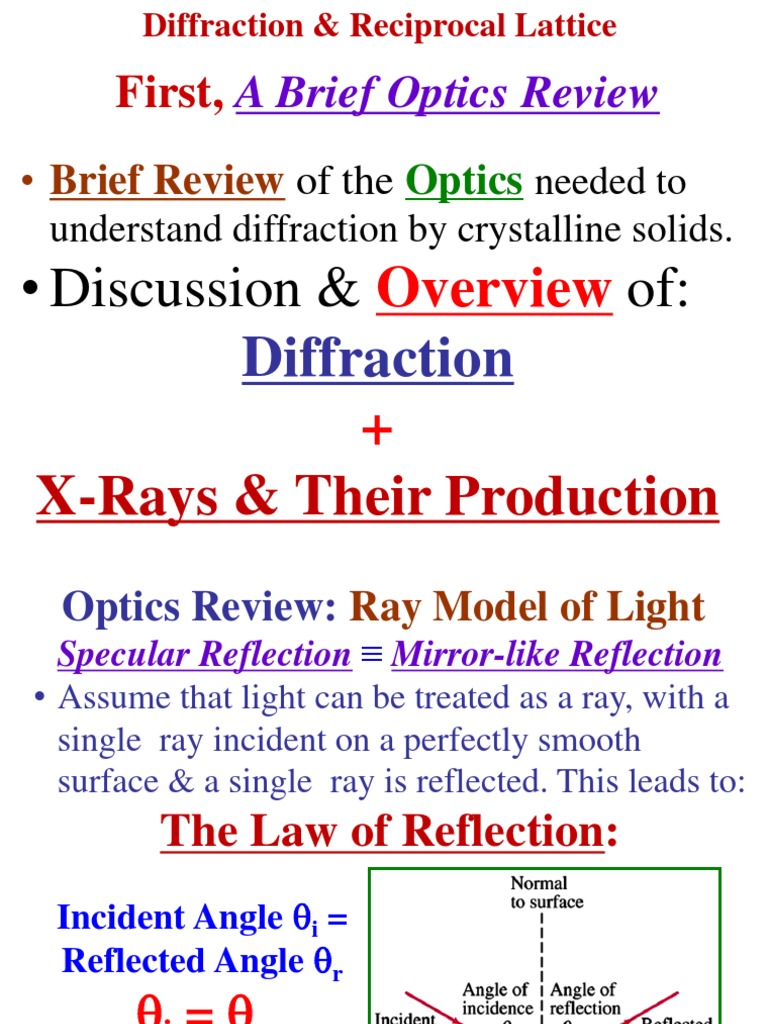 CrystalDiffraction Reciprocal Lattice DiffractionMethods | PDF | X Ray Crystallography | Diffraction