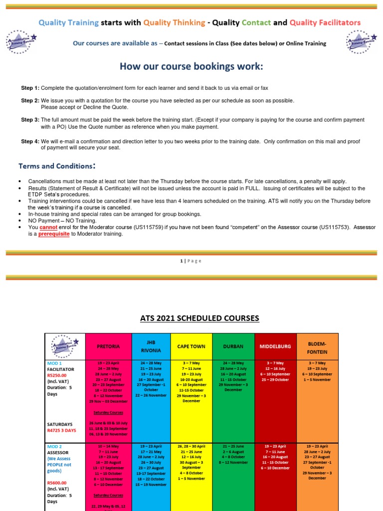 ATS Training Course Fees and Schedule | PDF | Business