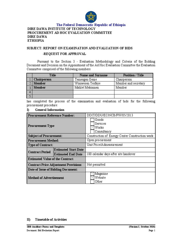 The Federal Democratic Republic of Ethiopia: SBD-Auxiliary Forms and ...