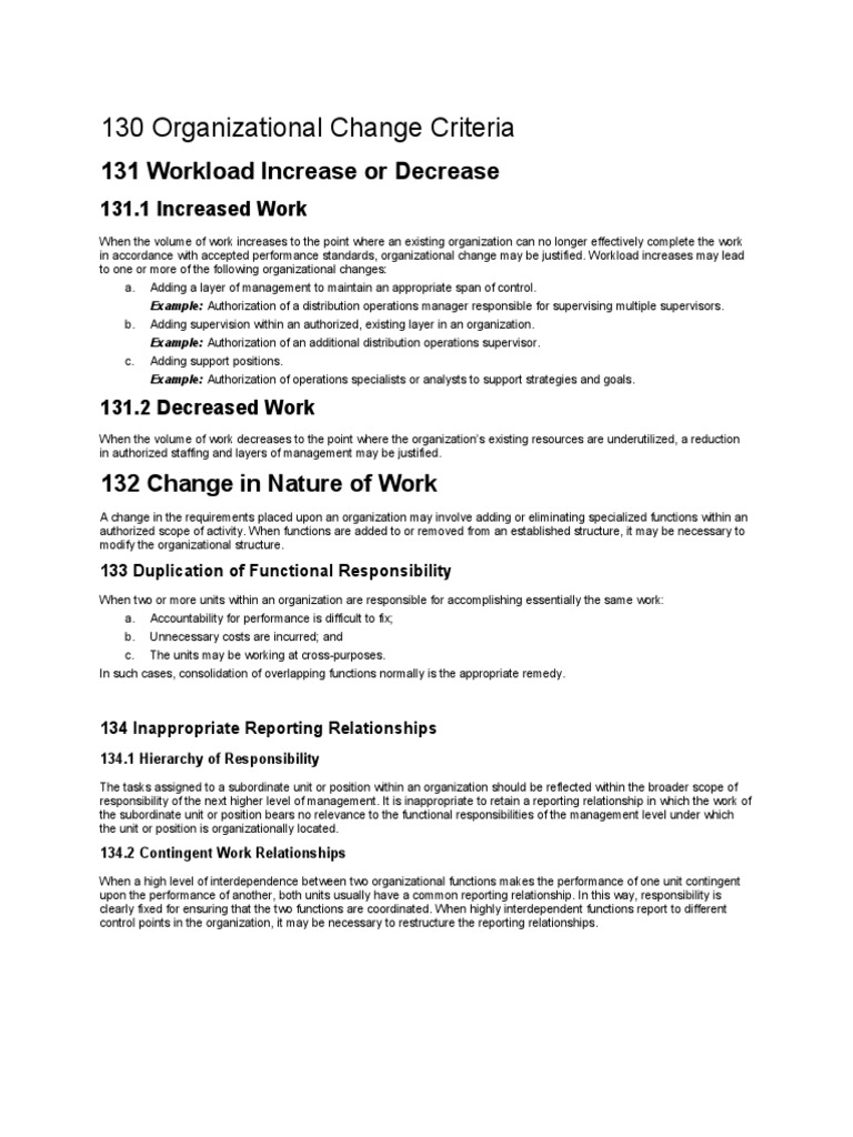 Organizational Change Criteria | PDF | Employment | Hierarchy