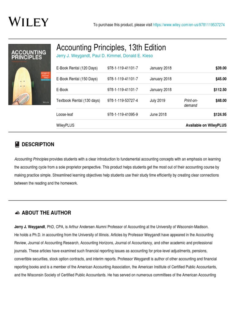 Accounting Principles, 13th Edition: Jerry J. Weygandt, Paul D. Kimmel ...