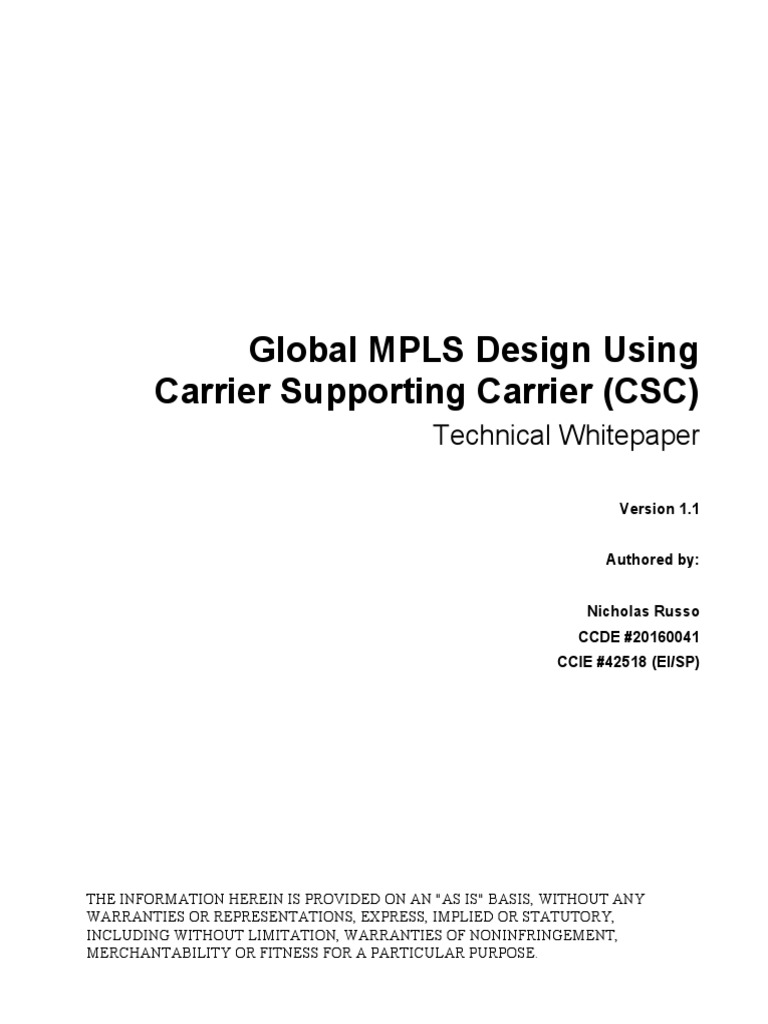 Global MPLS Design Using Carrier Supporting Carrier | PDF ...
