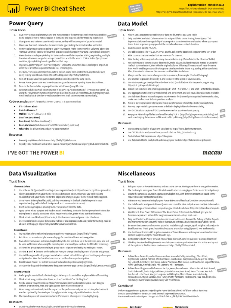PDF Power BI Cheat Sheet12 | PDF | Microsoft Excel | Information ...