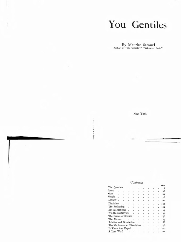 You Gentiles' - by Maurice Samuel | Download Free PDF | Truth | Metaphysics