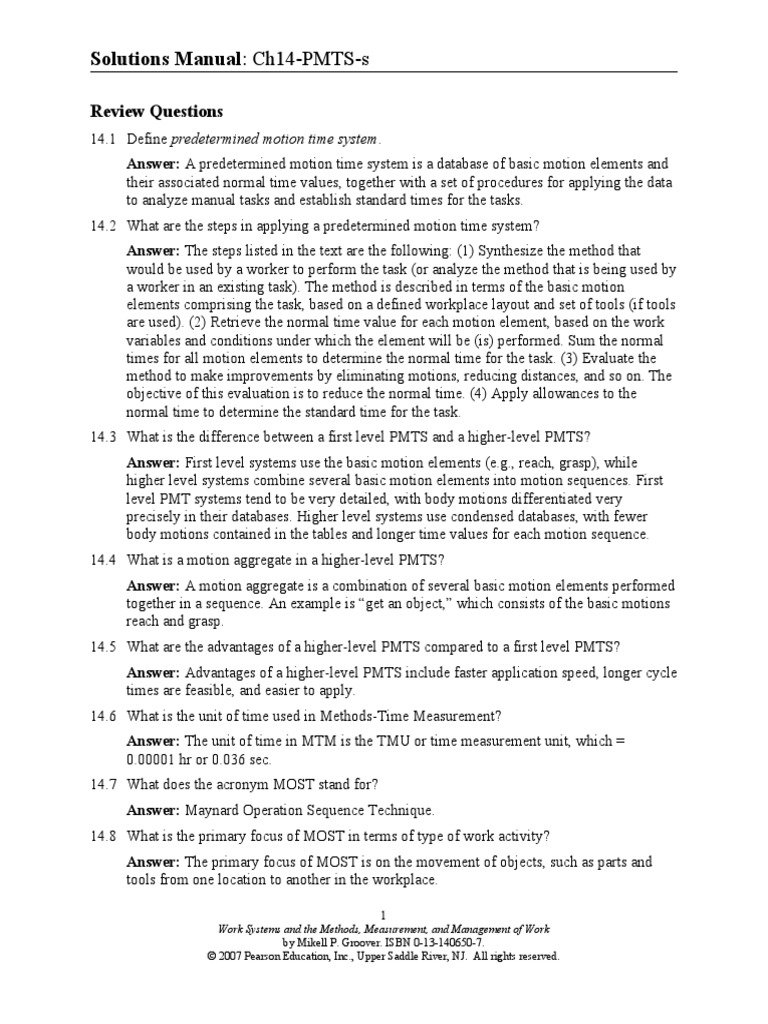 Solutions Manual: Ch14-PMTS-s: Review Questions | PDF | Time | Science