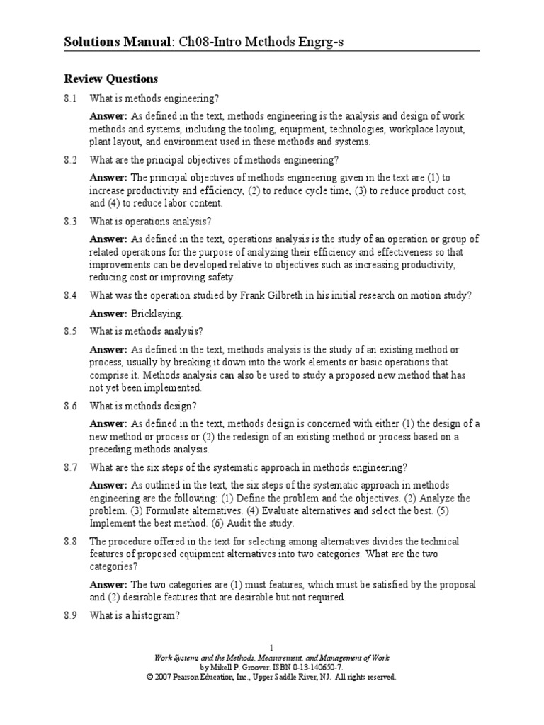 Solutions Manual: Ch08-Intro Methods Engrg-S: Review Questions | PDF ...