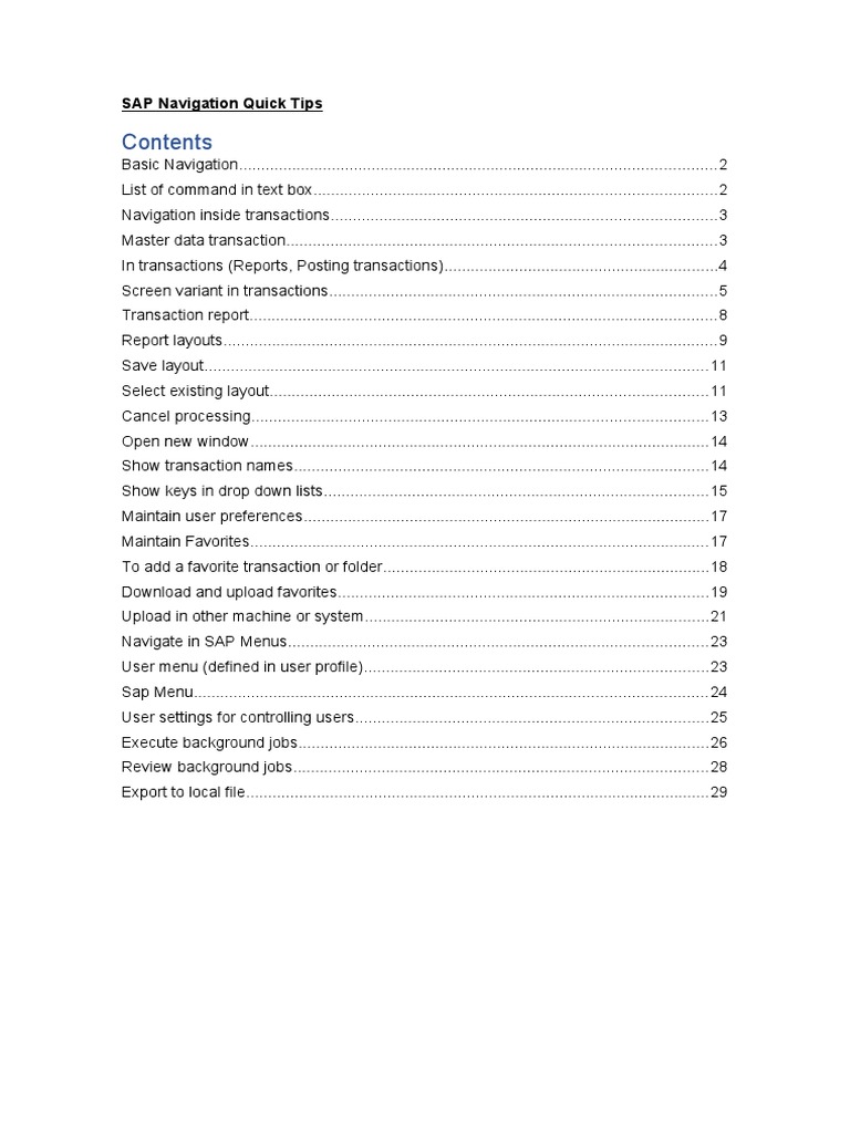 SAP Navigation | PDF | Menu (Computing) | Button (Computing)